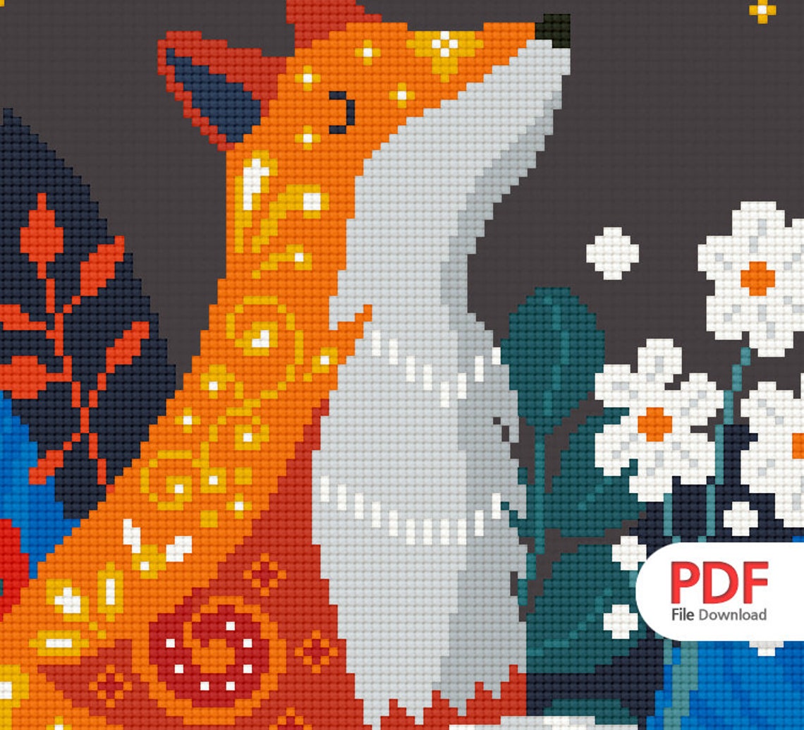 FOX Cross Stitch Pattern Pdfcross Stitch Chartcounted Cross | Etsy