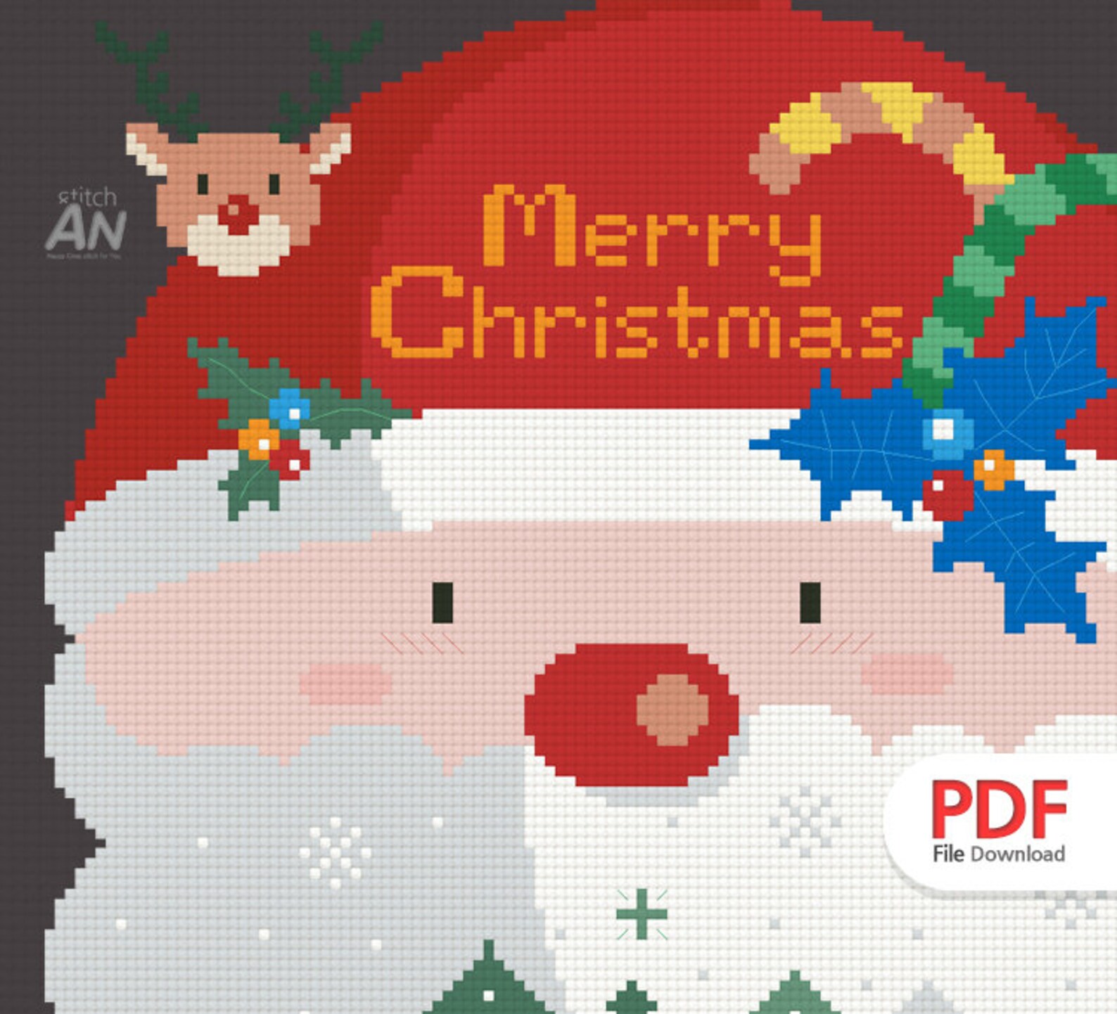 ANP132_SANTA Claus_cross Stitch Pattern PDF | Etsy
