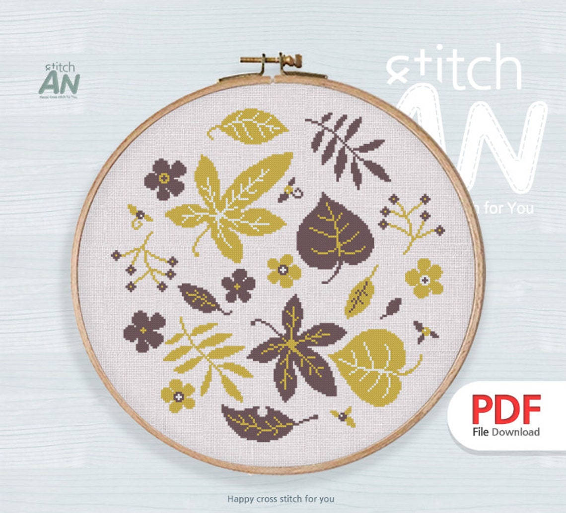 LEAF Cross Stitch Pattern PDF cross Stitch Chartcounted | Etsy