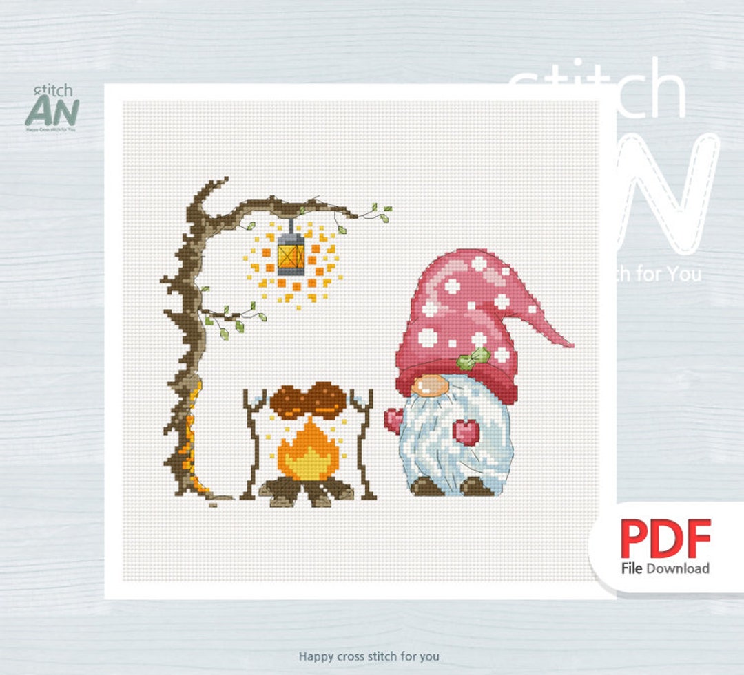 Lovely Gnome Cross Stitch Pattern Pdf,cross Stitch Chart,counted Cross ...