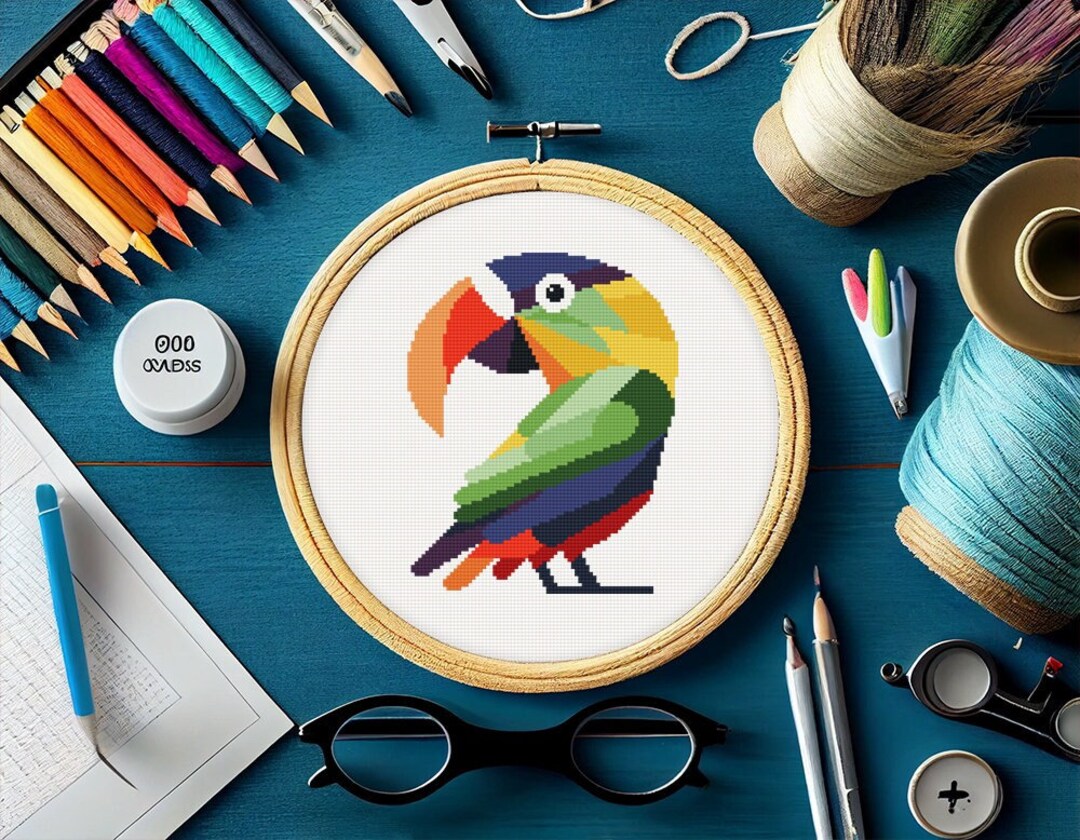 Anp215_parrot_cross Stitch Pattern Pdf,cross Stitch Chart,counted Cross ...