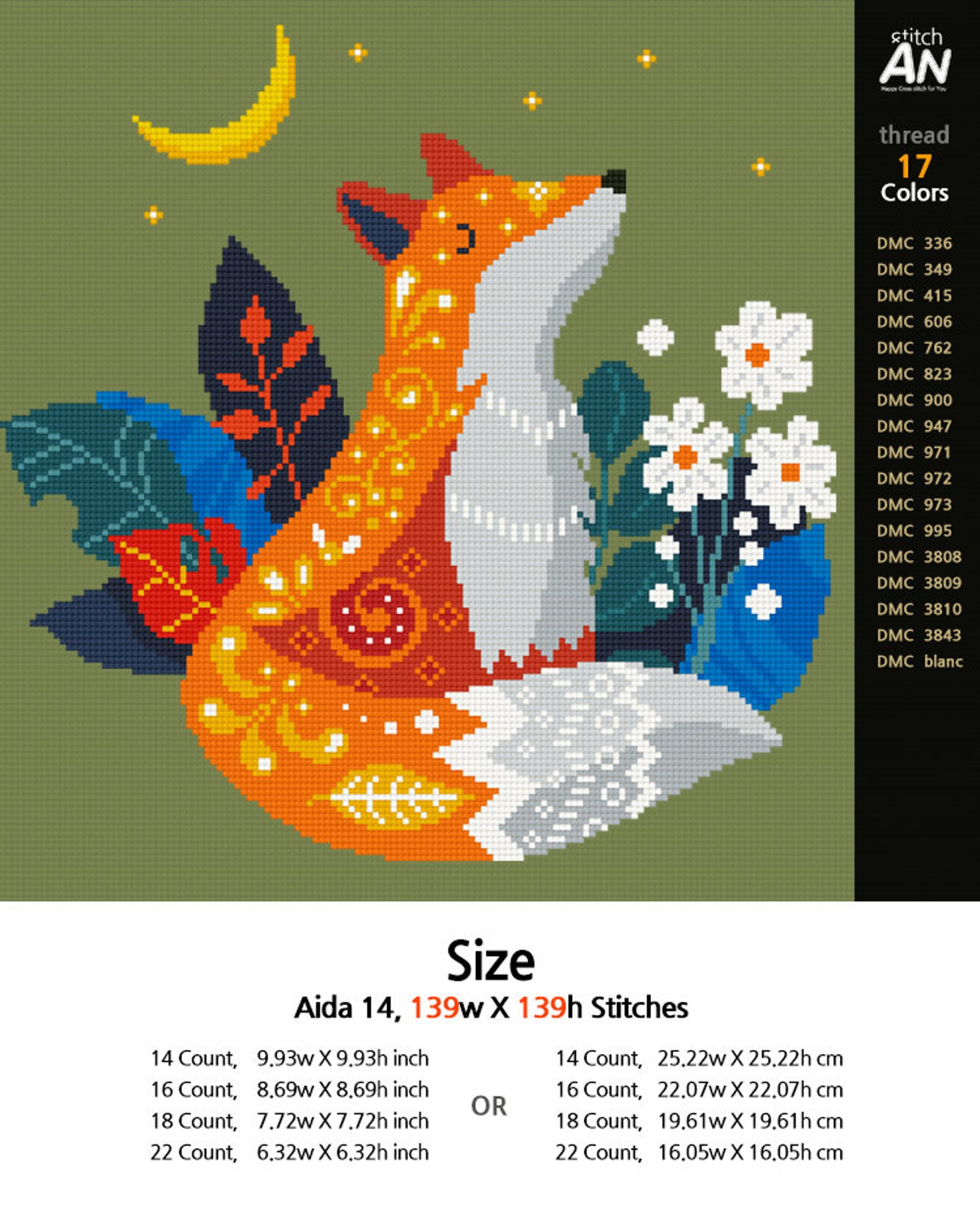 FOX Cross Stitch Pattern Pdfcross Stitch Chartcounted Cross | Etsy