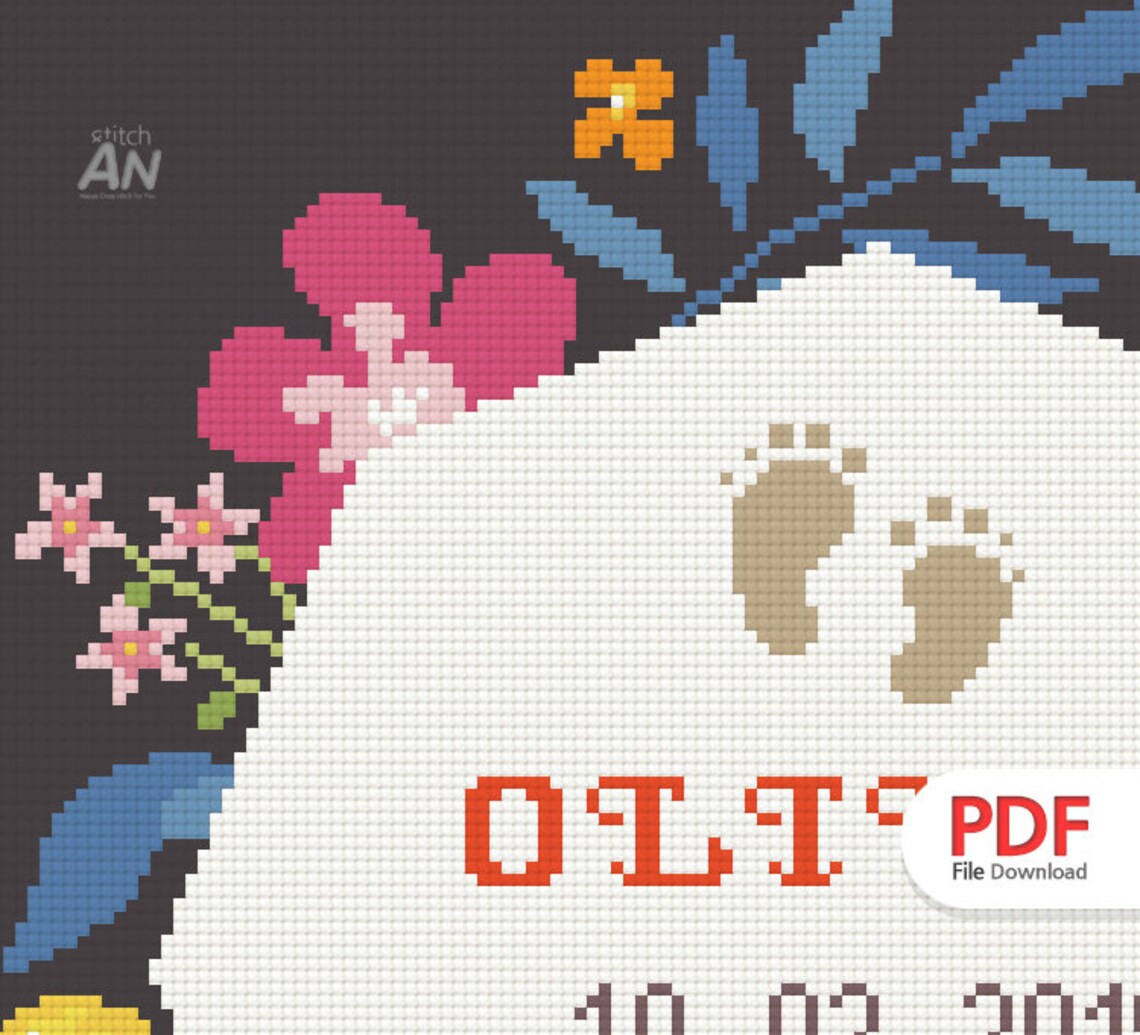 ANP130_BABY Birth_cross Stitch Pattern PDF | Etsy