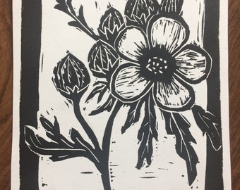 Flower linocut | Etsy