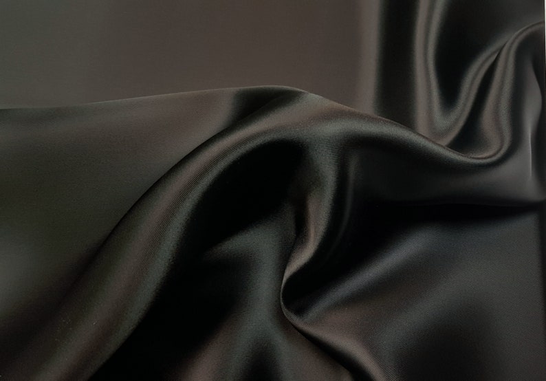 Black Satin Cupro Bemberg Fabric. Perfect Substitue for Natural Silk ...