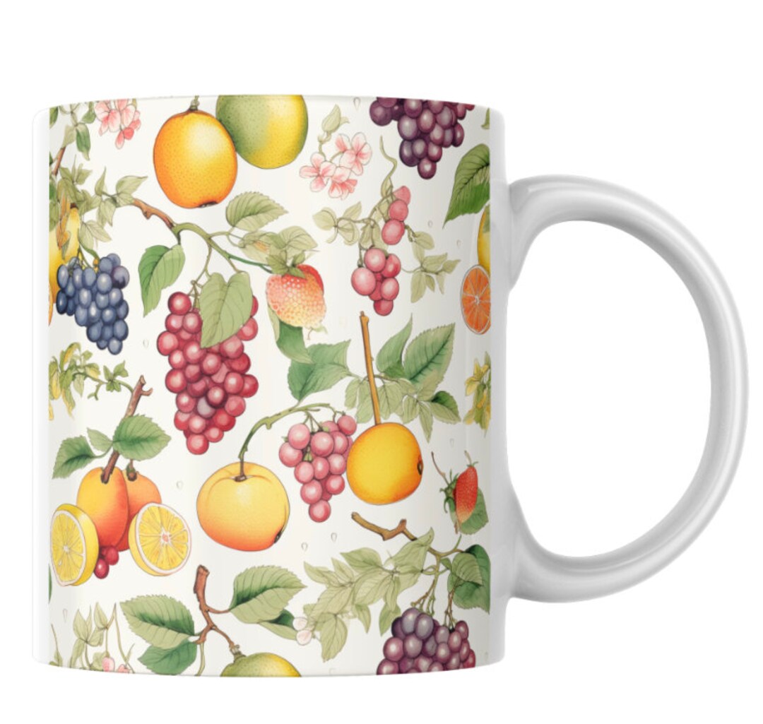Fruit Mug Vintage Wallpaper Style Colorful Double Sided - Etsy