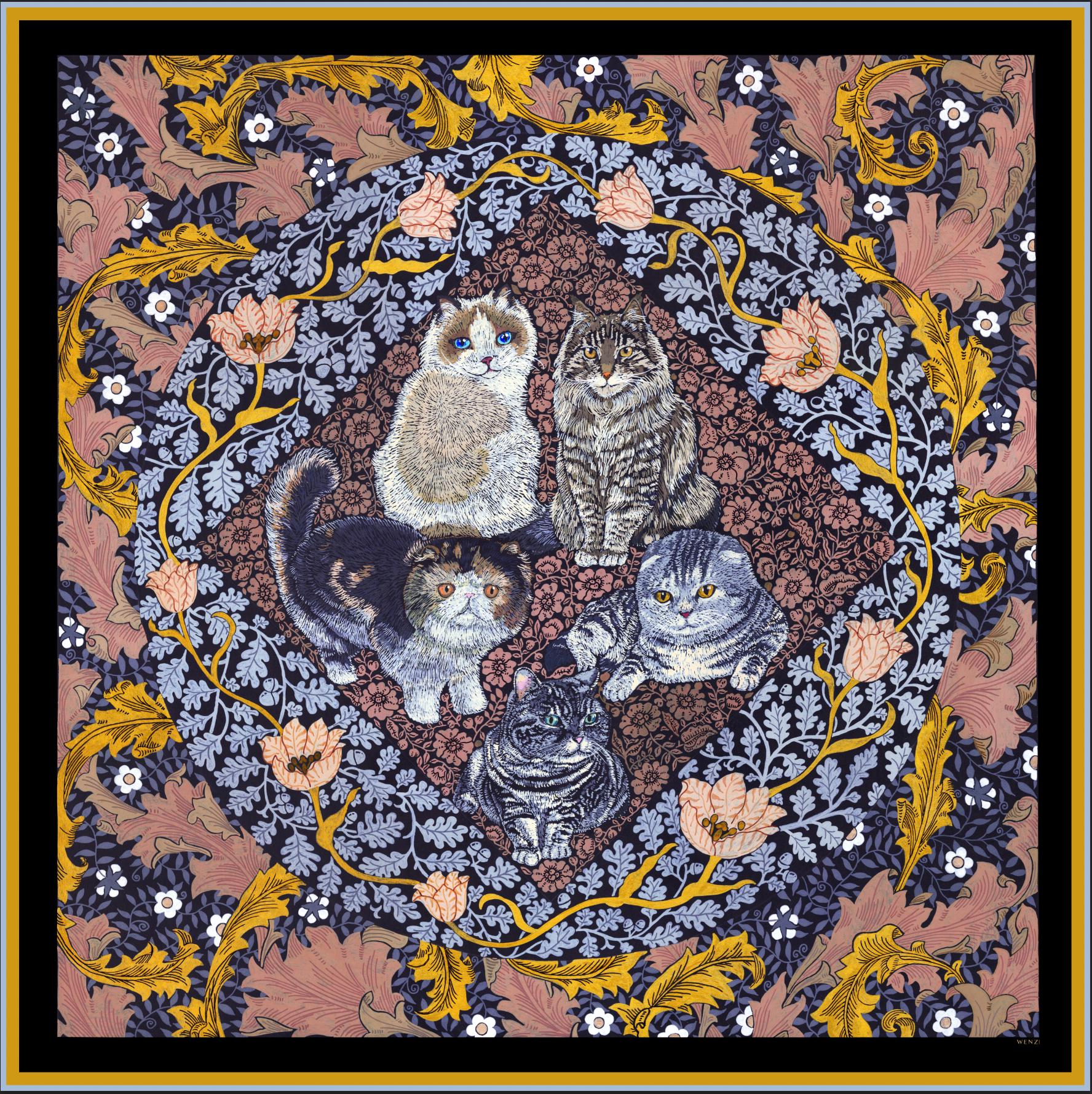 Mulberry Silk Twill Scarf, Heavyweight, Double Sided, Hand-painted ...