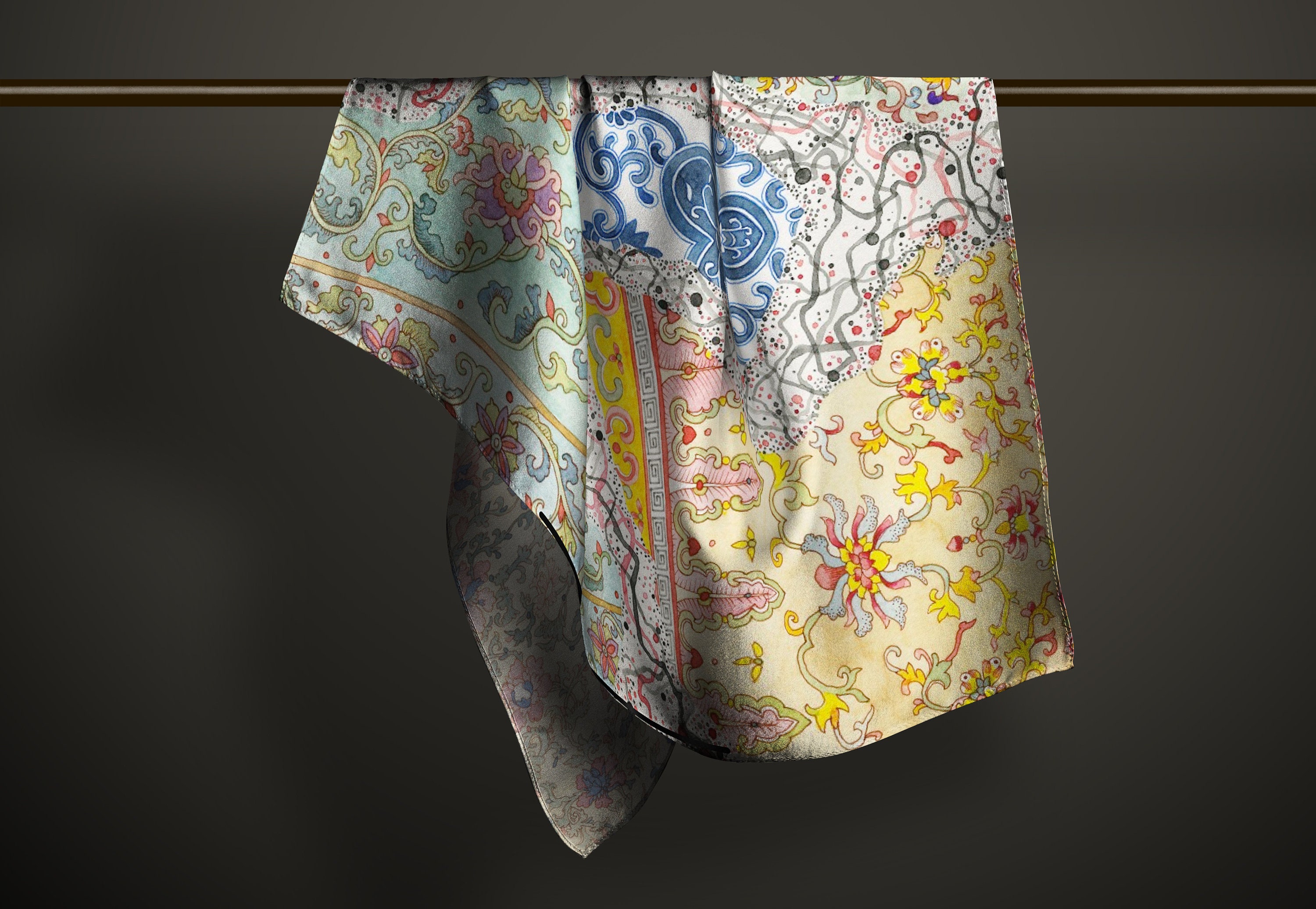 100% Mulberry Silk Twill Scarf, Heavyweight, Double Sided, Hand-painted ...