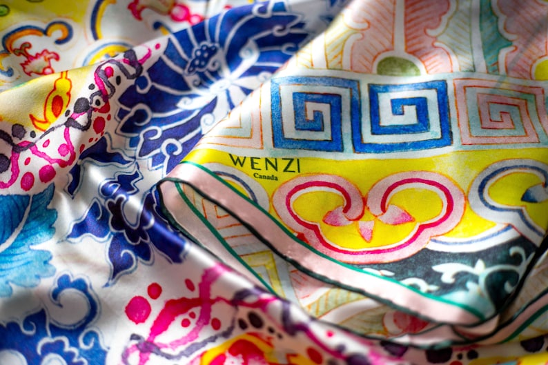 Mulberry Silk Scarf, Lightweight & Flowing, Hand-painted Pattern by ...