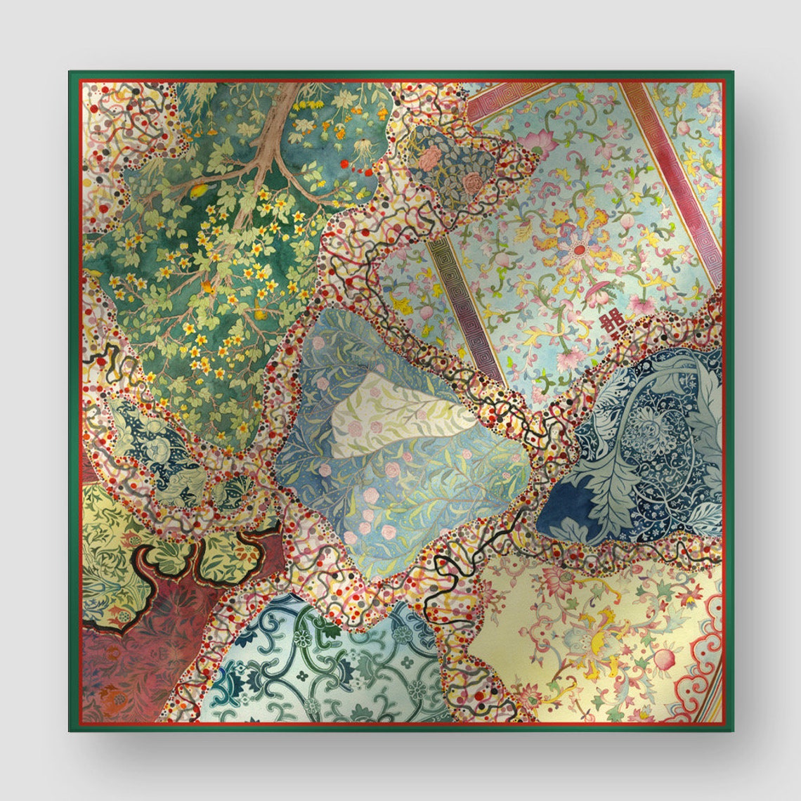 Mulberry Silk Scarf, Lightweight & Flowing,arboreal Reverie, Hand ...