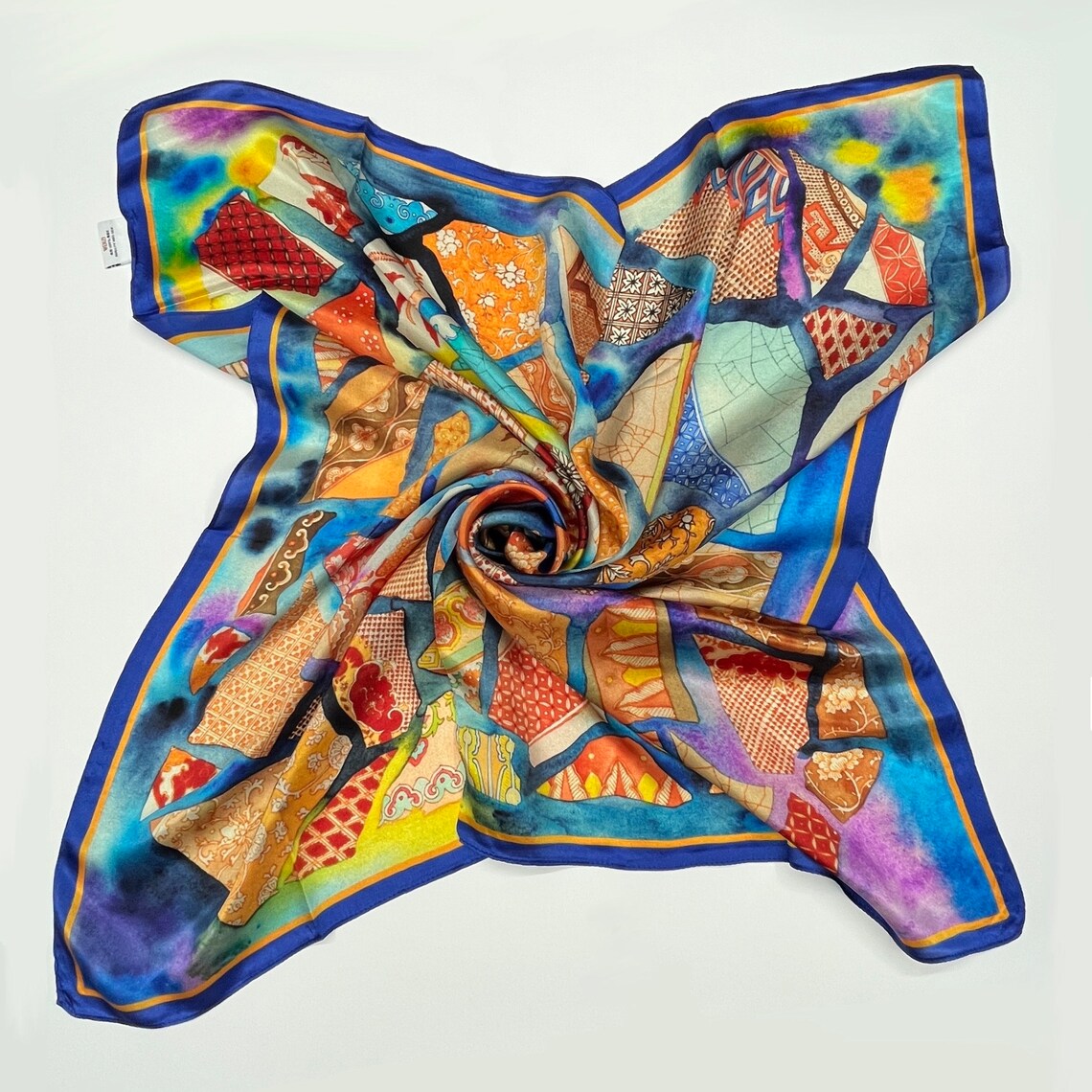 Mulberry Silk Scarf, Hand-painted Pattern by Wenzi, Size 90x90cm ...