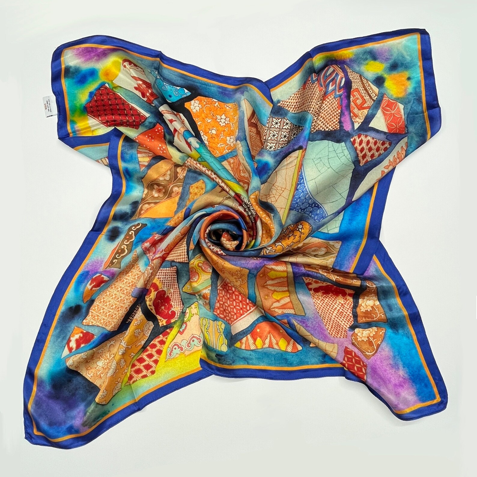 Mulberry Silk Scarf, Hand-painted Pattern by Wenzi, Size 90x90cm ...