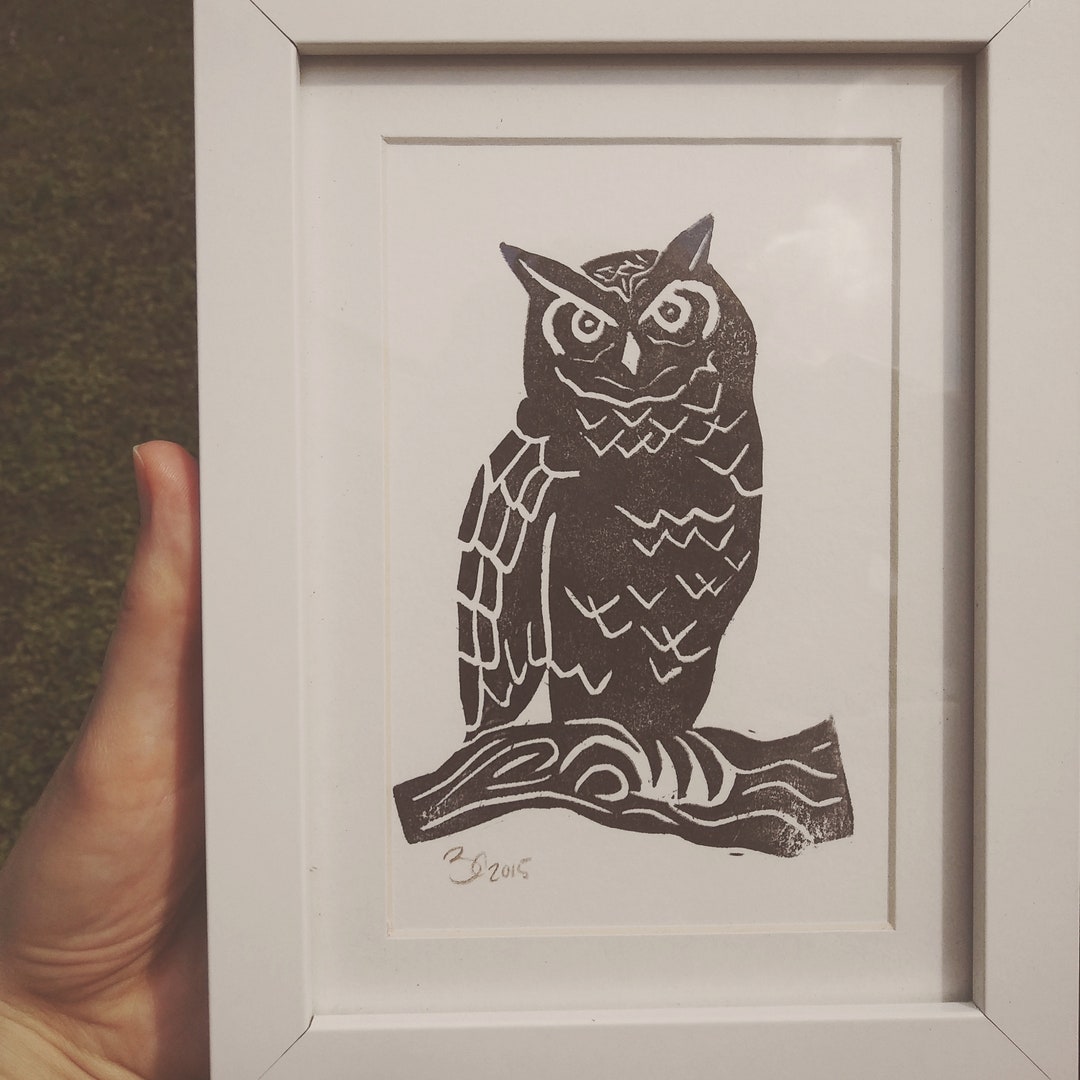 Great Horned Owl Block Print - Etsy