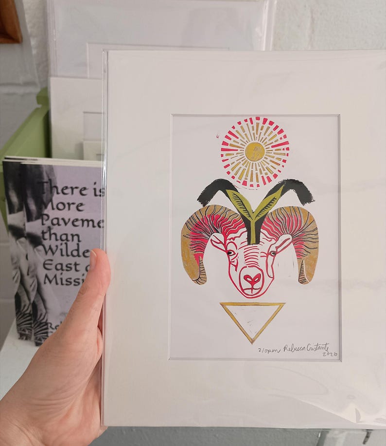 Hand-painted Aries Puzzle Linocut Block Print Zodiac Series - Etsy