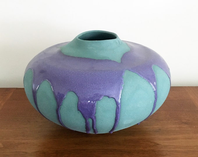 RARE Haeger Pottery Large Vase, Style 4416, Teal Base With Sandy ...