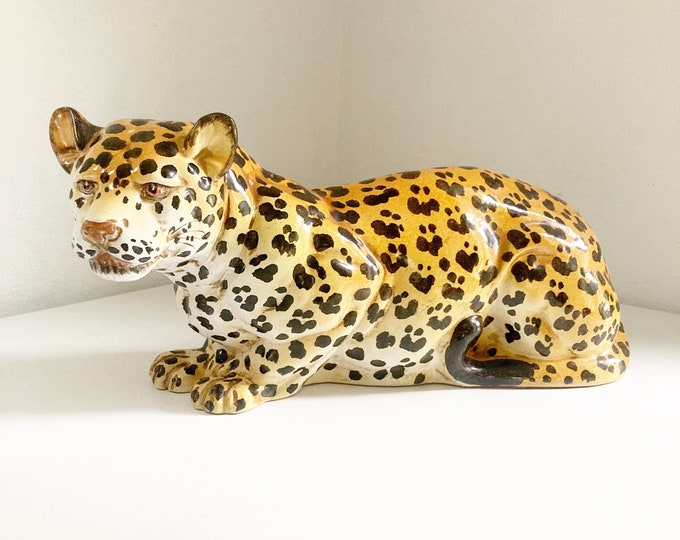 Italian Ceramic Leopard Figurine, Vintage Leopard Figurine, Ceramic ...