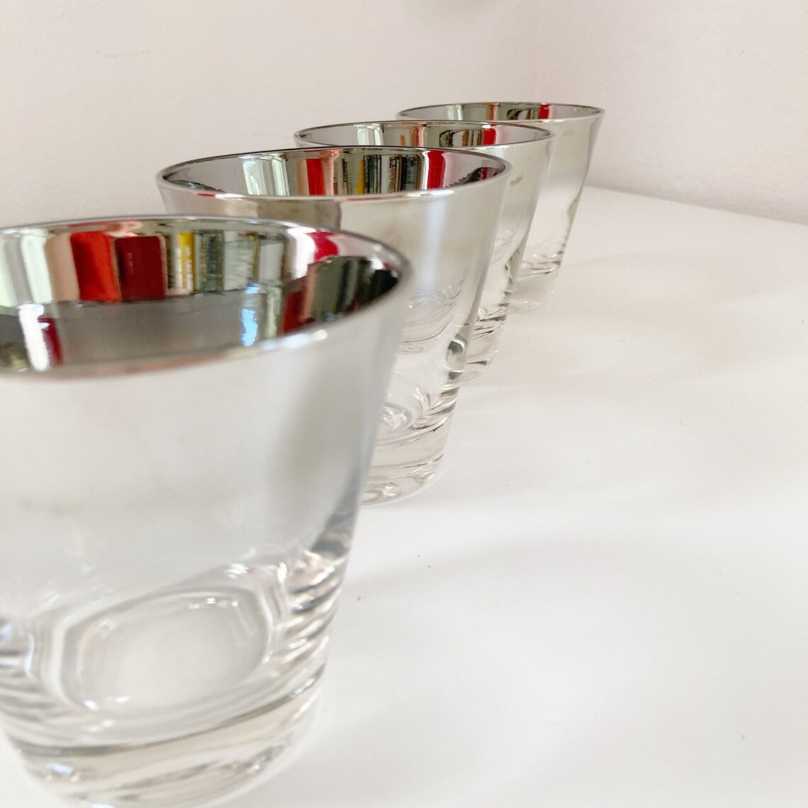 Vitreon Queen's Lusterware Silver Fade Tumbler Glasses: Mid-century ...