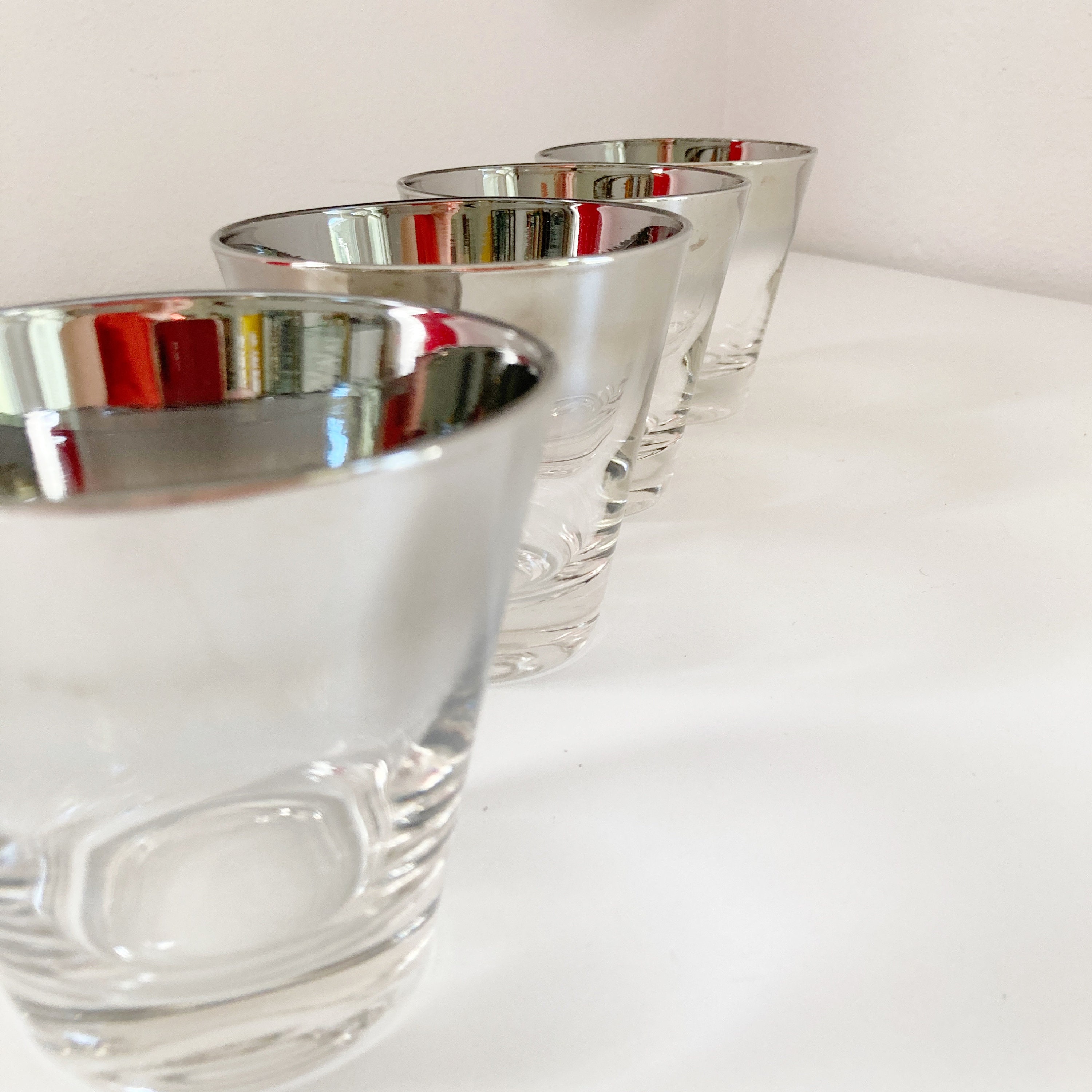 Vitreon Queen's Lusterware Silver Fade Tumbler Glasses: Mid-century ...