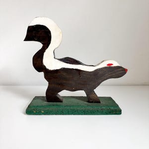 Handmade Folk Art Wood Skunk Figurine: 1970s Rustic Decor - Etsy