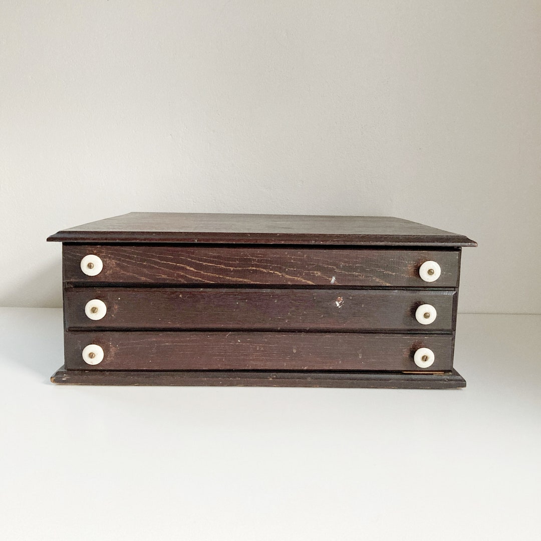 Antique Wood Spool Cabinet: 3-drawer Thread Storage Unit - Etsy