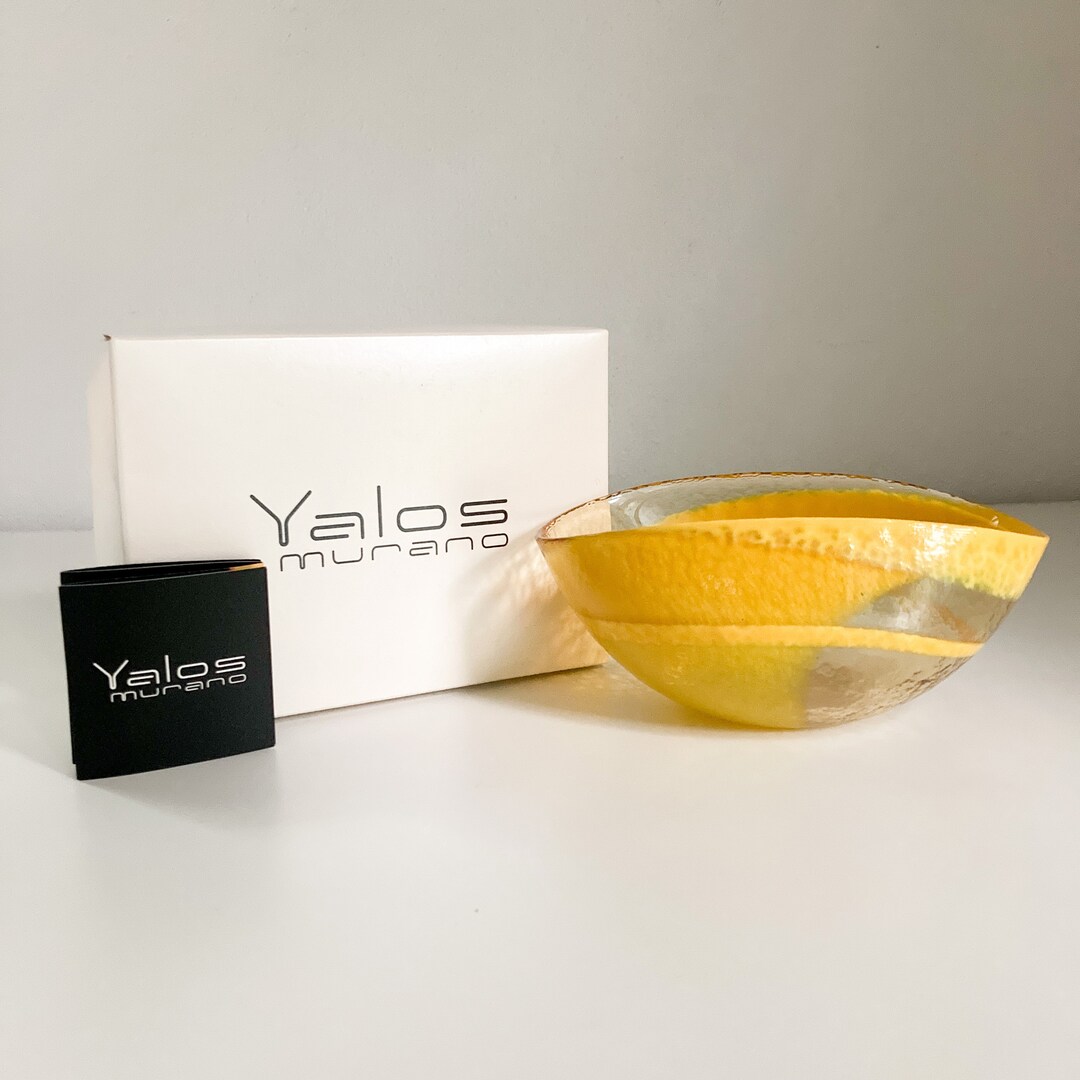 Yalos for Murano Glass Textured Yellow Bowl Italian Art Glass - Etsy