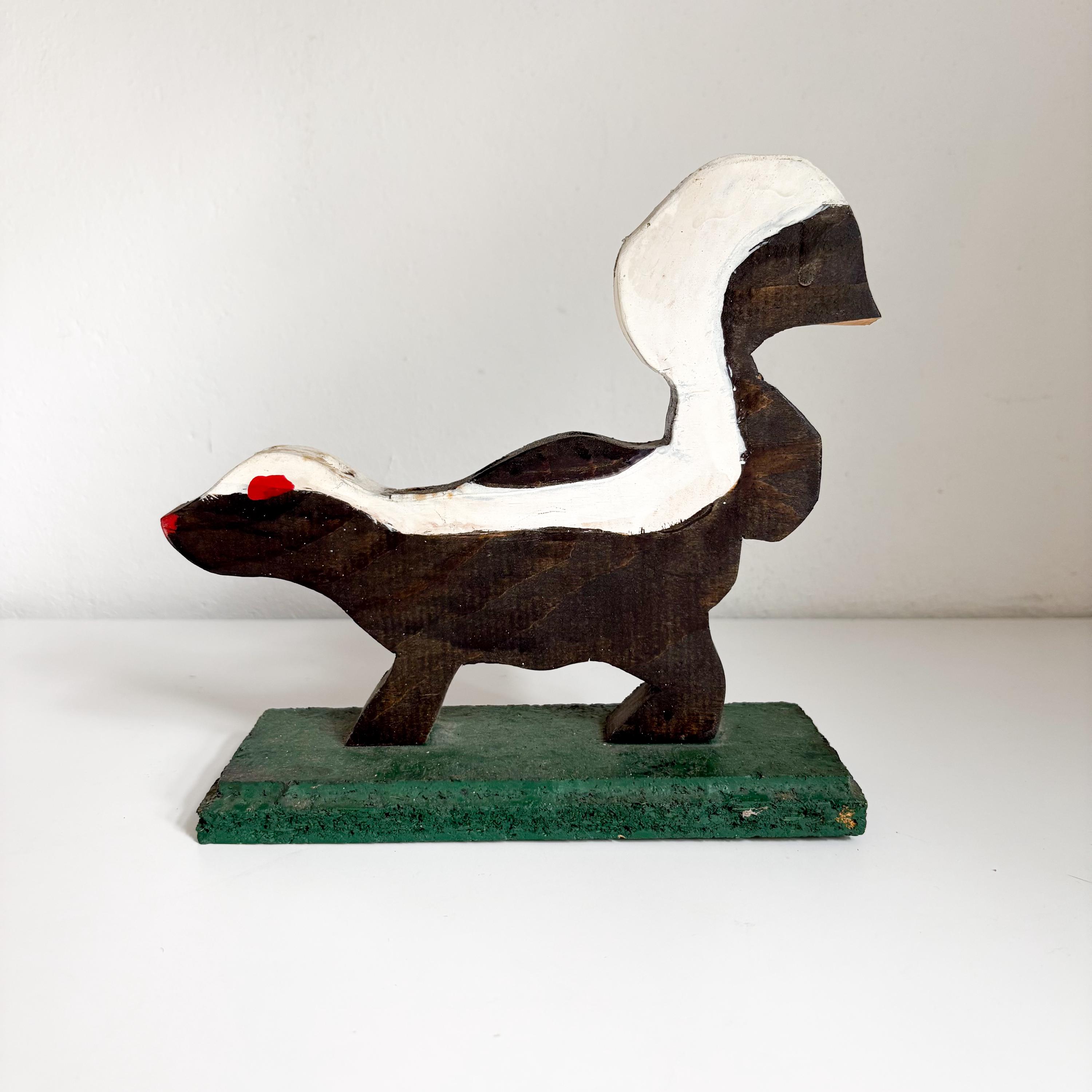 Handmade Folk Art Wood Skunk Figurine: 1970s Rustic Decor - Etsy