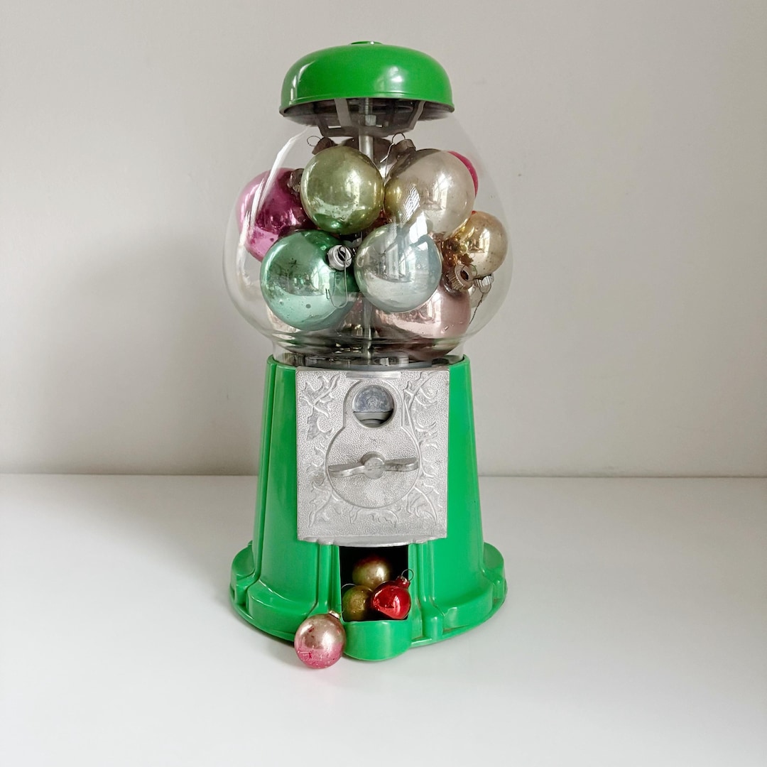 Green Gumball Machine, 1970s Green Carousel Gumball Machine Dispenser ...