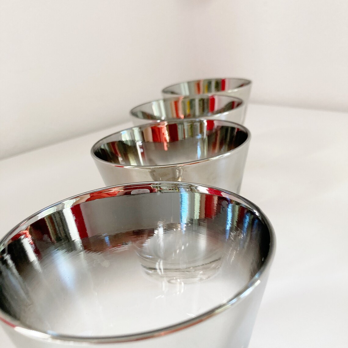 Vitreon Queen's Lusterware Silver Fade Tumbler Glasses: Mid-century ...