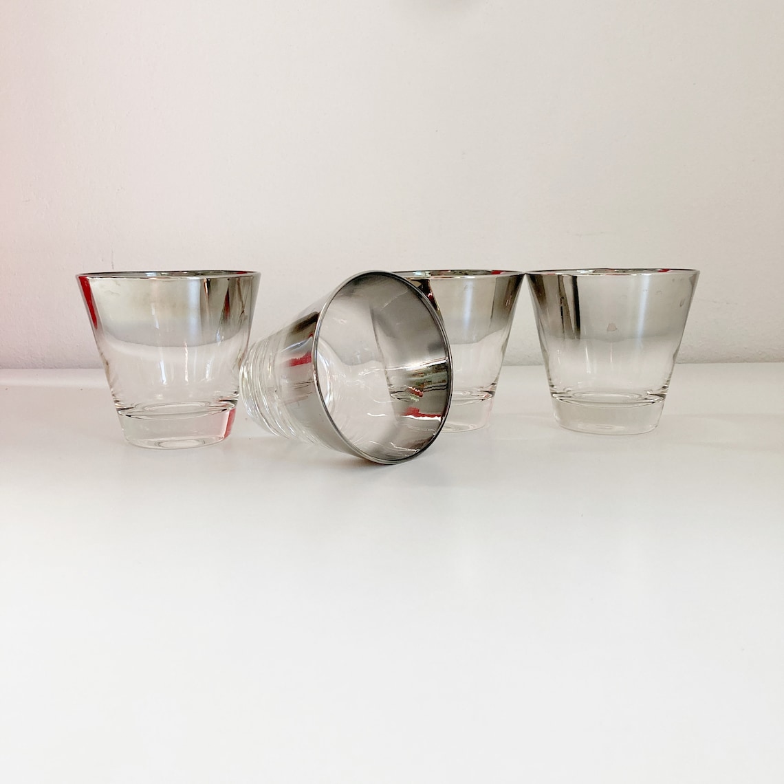 Vitreon Queen's Lusterware Silver Fade Tumbler Glasses: Mid-century ...