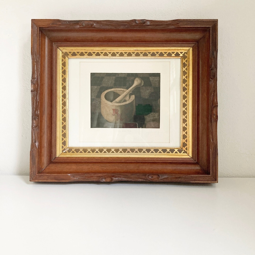 Pharmacy Themed Etching Framed Wall Art, Vintage Framed philter Signed ...
