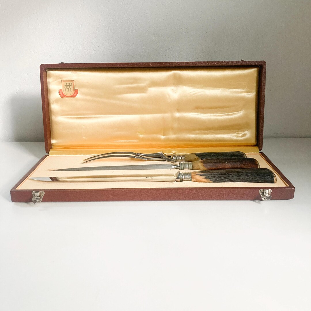Rare Friodur JA Henckels 3 Piece Staghorn Carving Set in Original Box ...