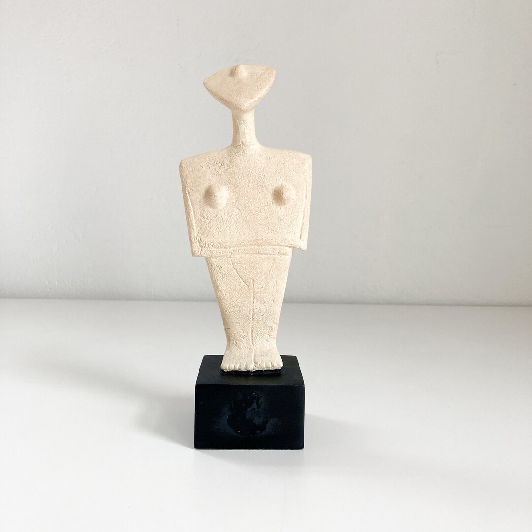 Cycladic Figure on Wood Base From Museum of Fine Arts Boston, Vintage ...