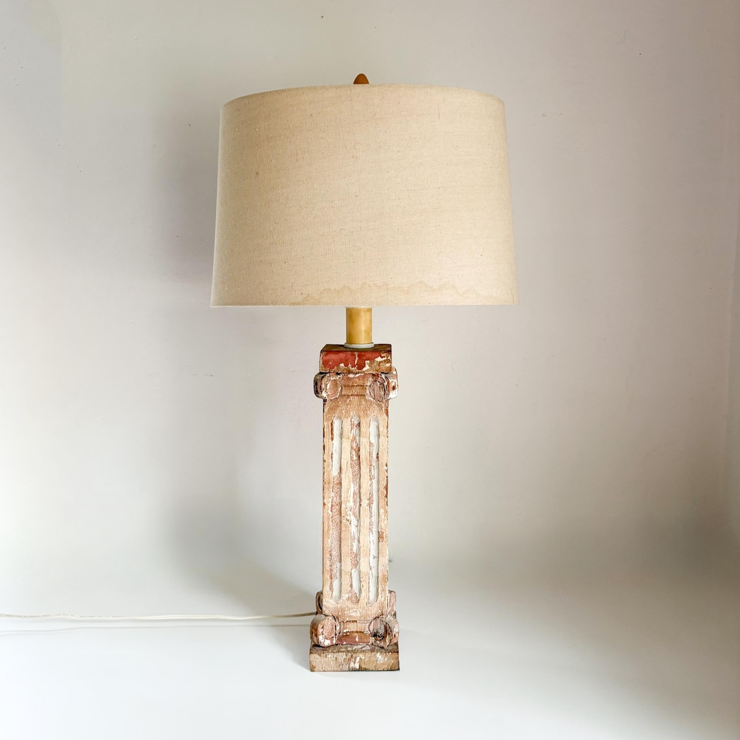 Rustic Wood Column Table Lamp: Architectural Salvage Lighting - Etsy