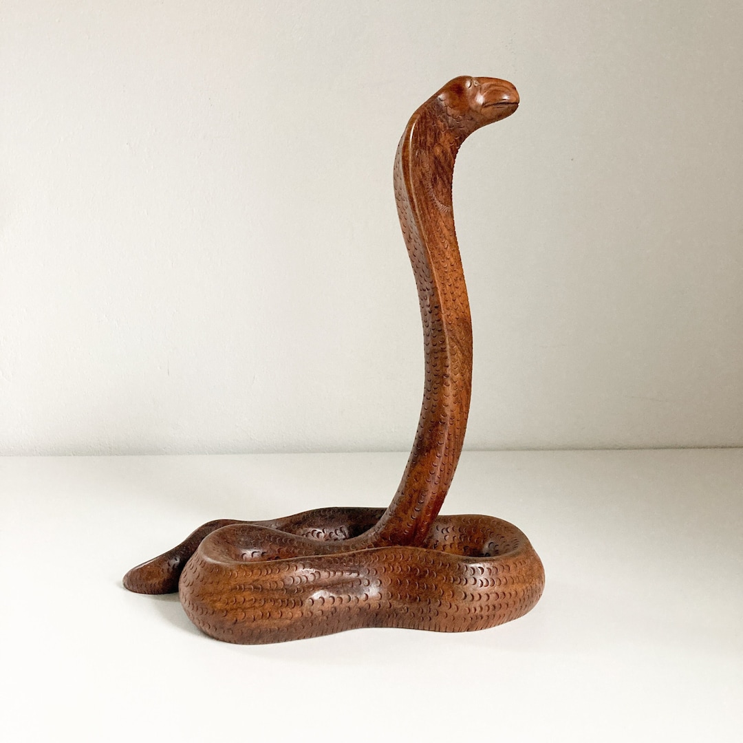 Hand Carved Wood Cobra Snake Figurine Vintage Two-piece Hand - Etsy