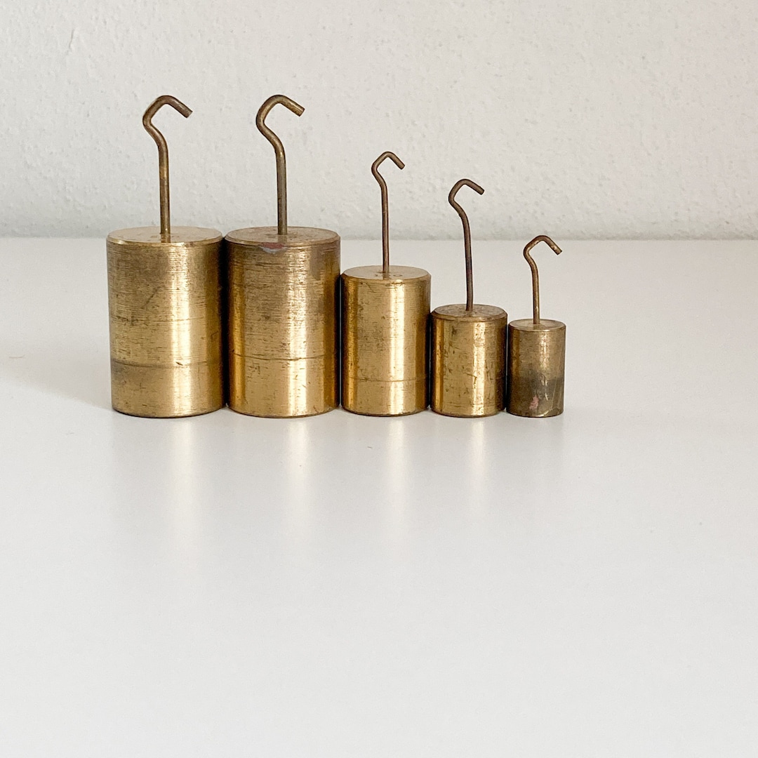 Vintage Brass Weights, Vintage Set of 5 Brass Weights, 1950's Brass ...