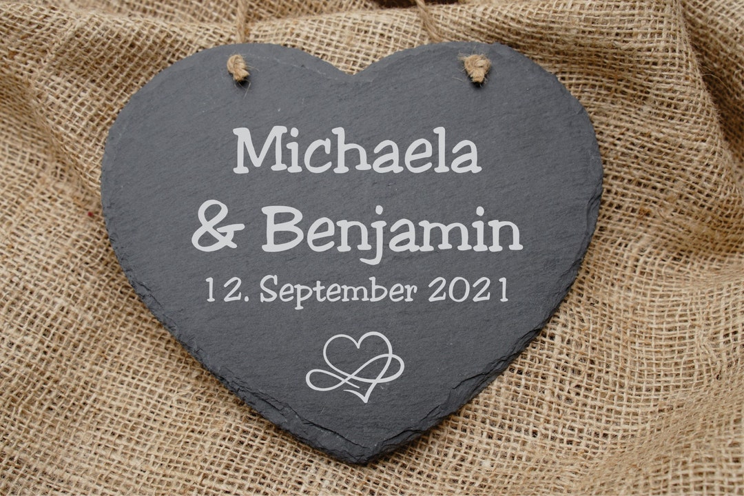 Large Slate Heart for the Wedding, Various Motifs, With Desired ...