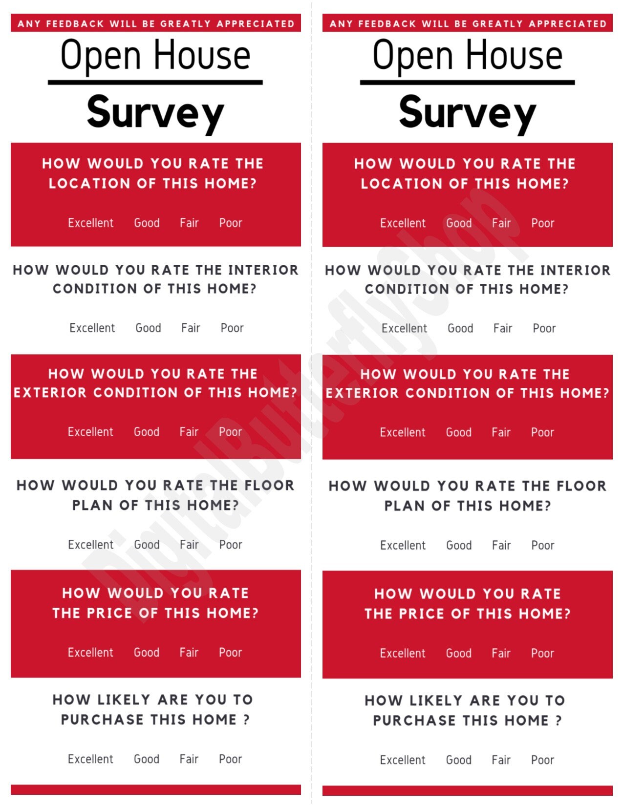 Real Estate Open House Sign, Open House Sign-in, Open House Survey ...