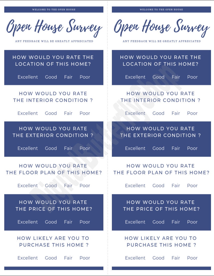 Real Estate Open House Sign, Open House Sign-in, Open House Survey ...