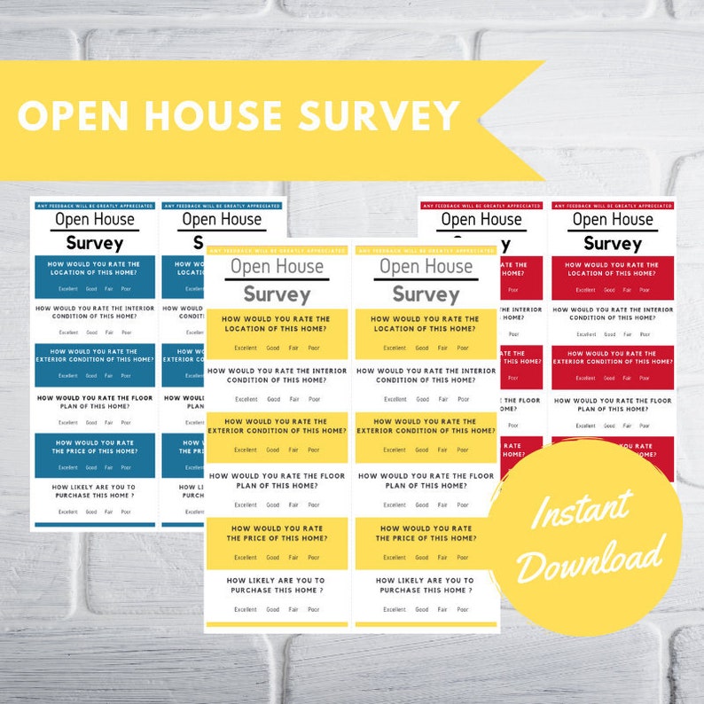 Real Estate * Open House Survey * Digital Download - Etsy