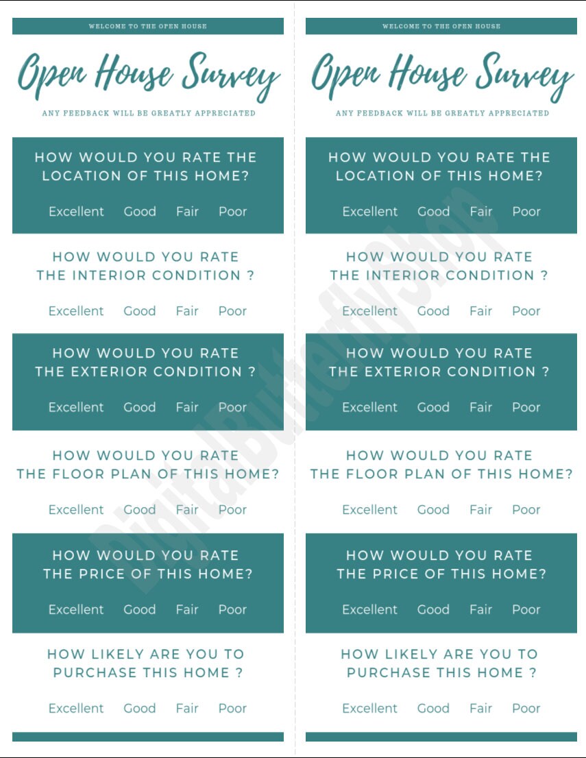 Real Estate Open House Survey Digital Download - Etsy