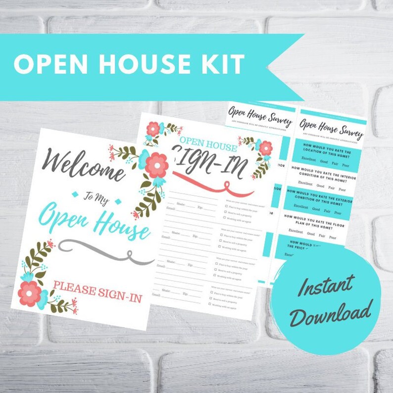 Real Estate Open House Sign, Open House Sign-in, Open House Survey ...