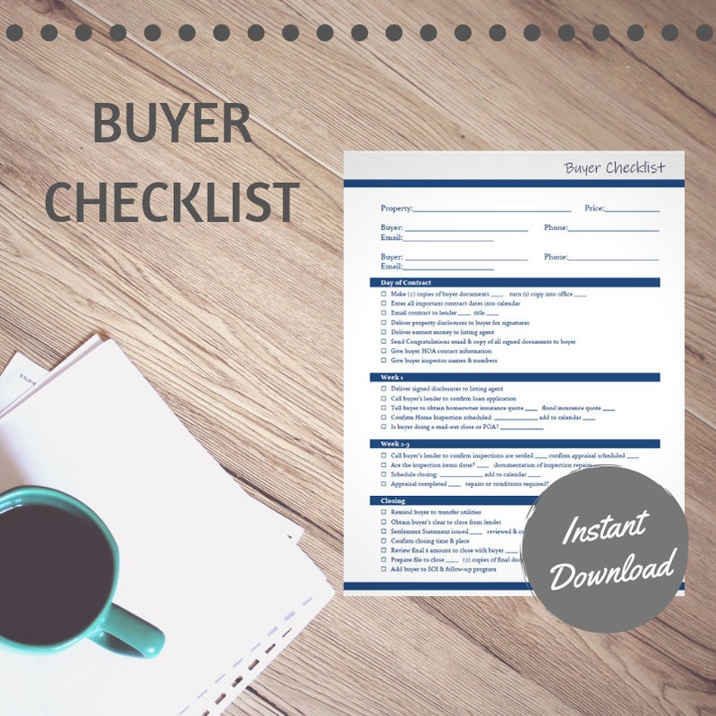 Realtor Buyer Checklist *digital Download* - Etsy