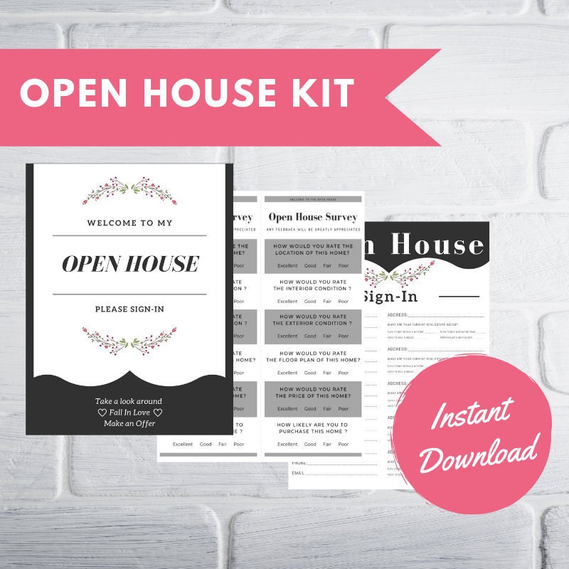 Real Estate Open House Sign, Open House Sign-in, Open House Survey ...