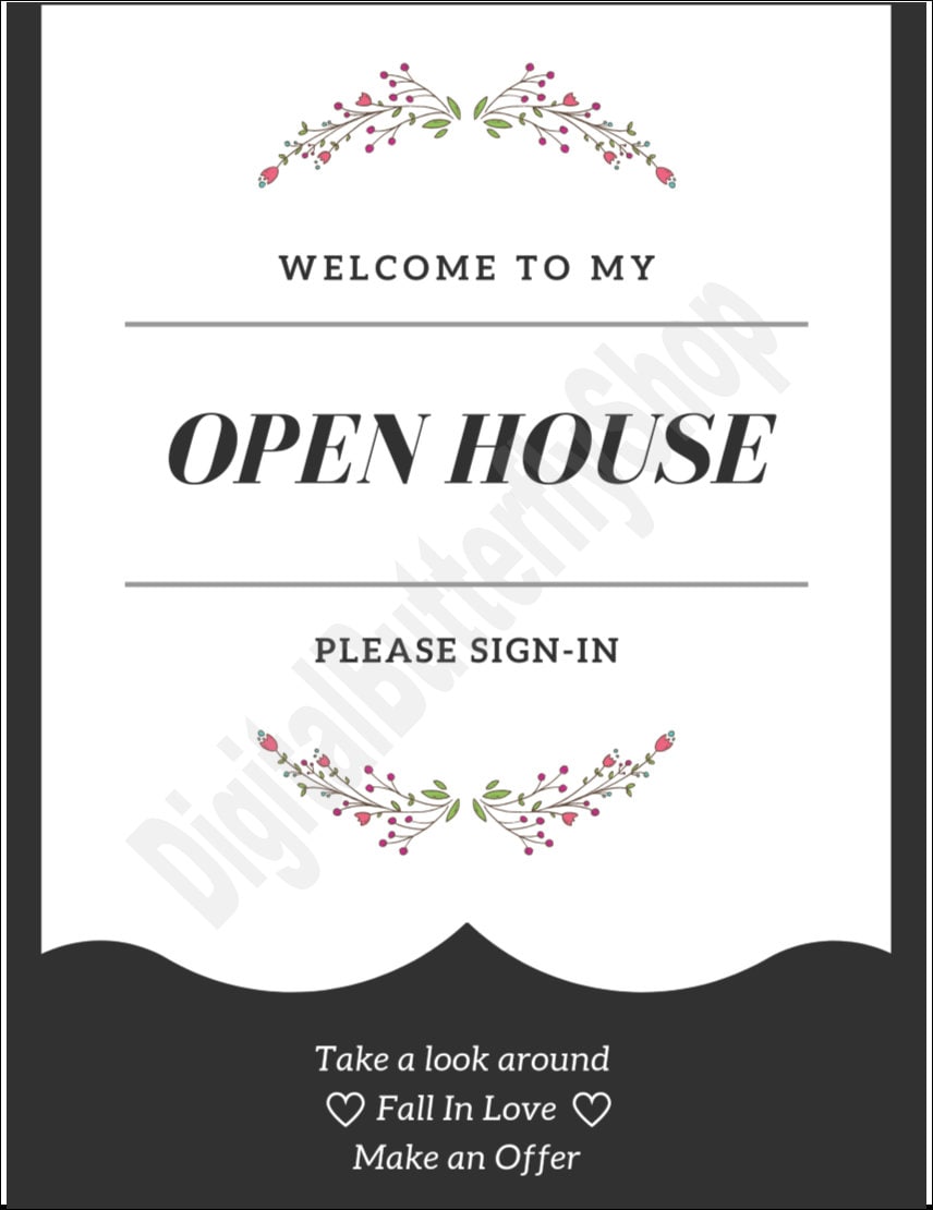 Real Estate Open House Sign, Open House Sign-in, Open House Survey ...