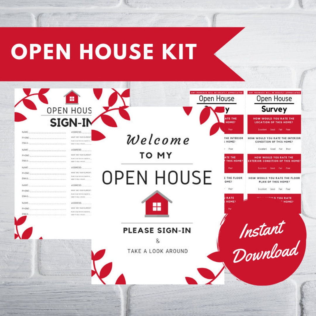 Real Estate Open House Sign, Open House Sign-in, Open House Survey ...