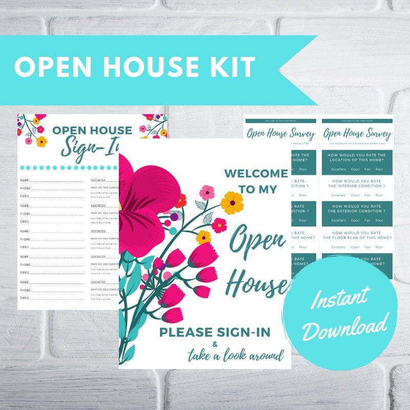 Real Estate Open House Sign, Open House Sign-in, Open House Survey ...