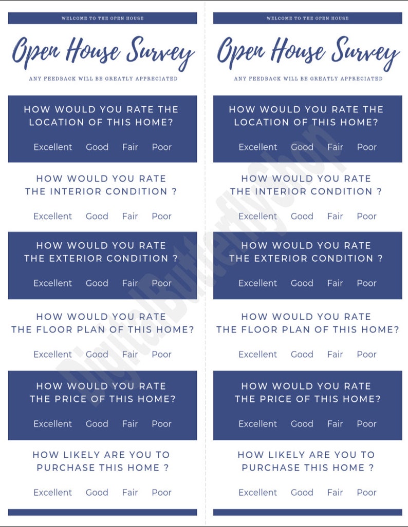 Real Estate Open House Survey Digital Download - Etsy