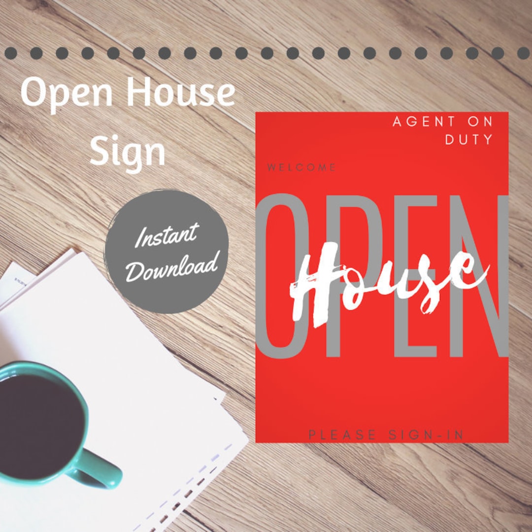 Real Estate Open House Sign, Digital Download, Printable Sign, Realtor ...