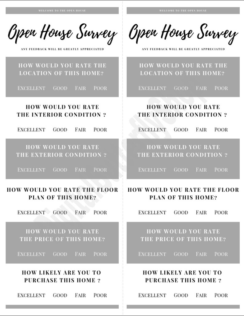 Real Estate Open House Sign, Open House Sign-in, Open House Survey ...