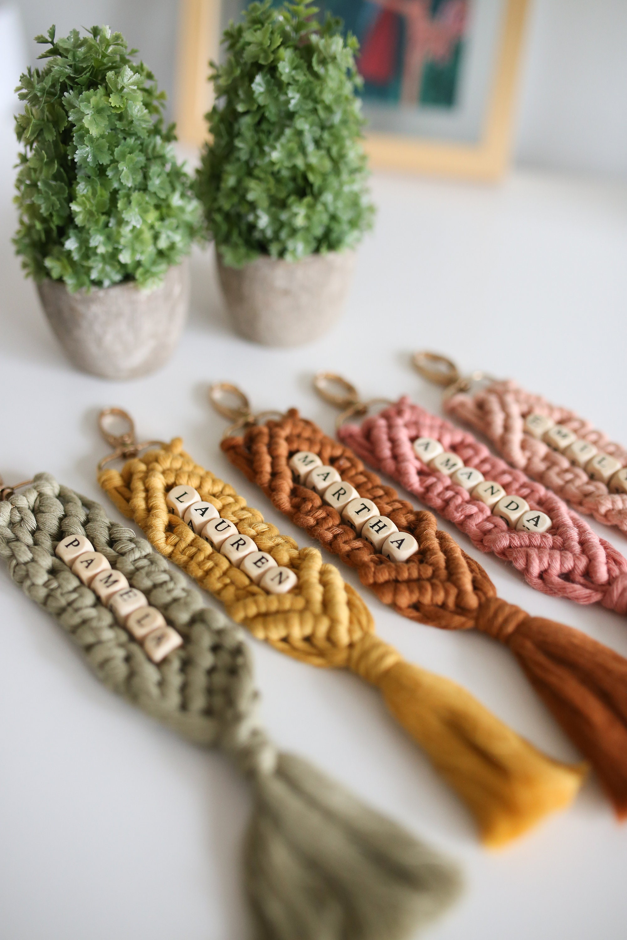 Personalized Macrame Keychain Bridesmaid Gifts Bridesmaid | Etsy